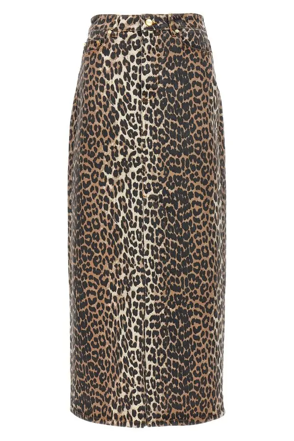 GANNI Animal Print Long Skirt
