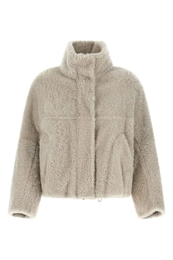 Brunello Cucinelli Cropped Shearling Jacket - Beige
