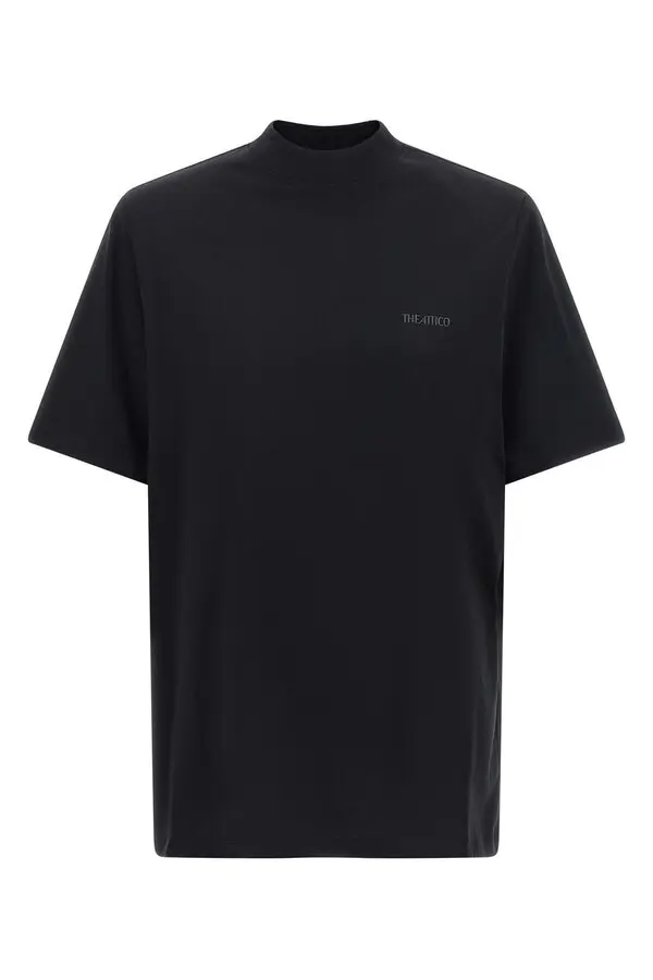 Attico Cotton Mock-neck T-shirt - Black