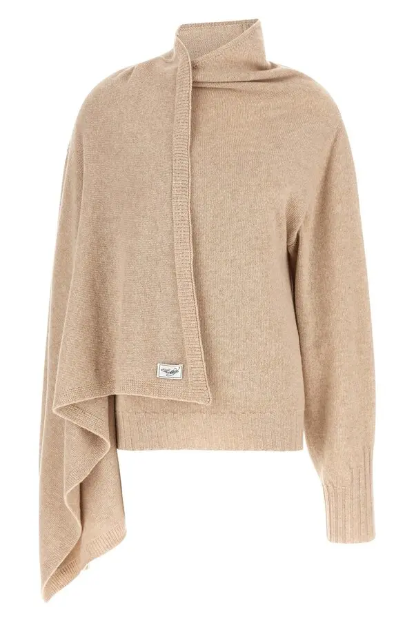 Attico Sweater With Scarf - Beige