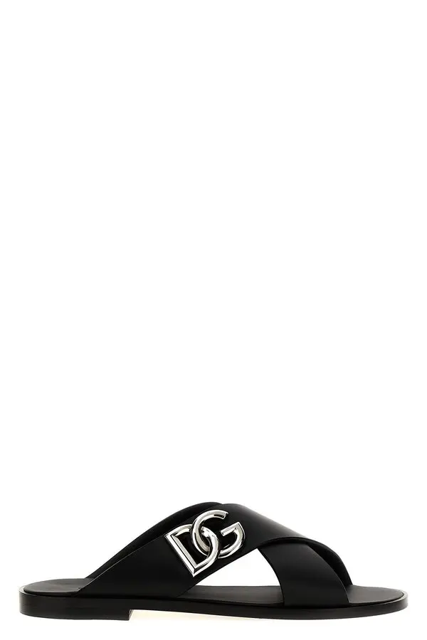 Dolce & Gabbana Logo Leather Sandals