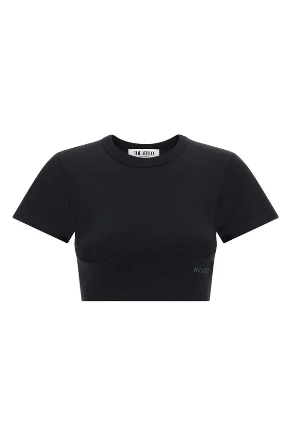 Attico Bustier Crop T-shirt - Black