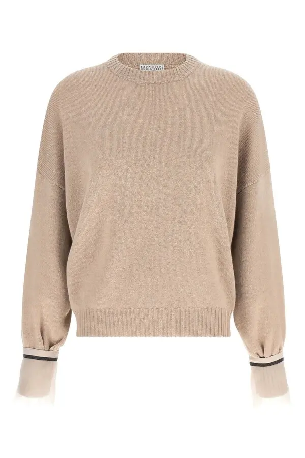 Brunello Cucinelli Cashmere Pullover With Removable Monile Cuffs