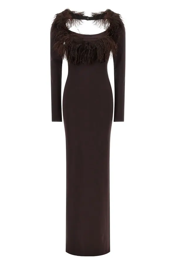 Attico Feather Embellished Maxi Dress