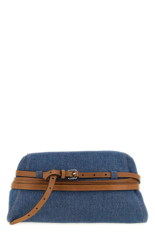 Moschino Tie Me Large Denim Clutch