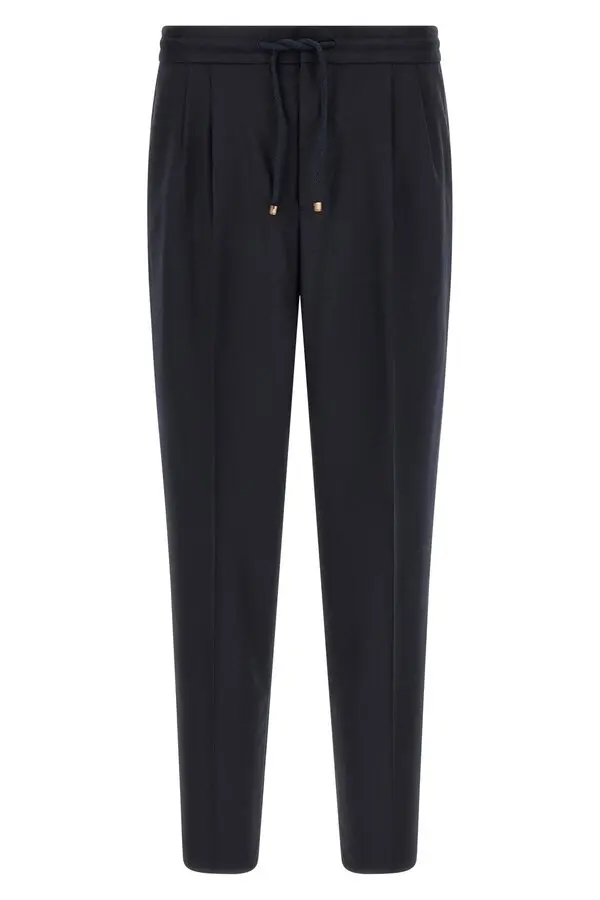 Brunello Cucinelli Wool Flannel Trousers - Blue