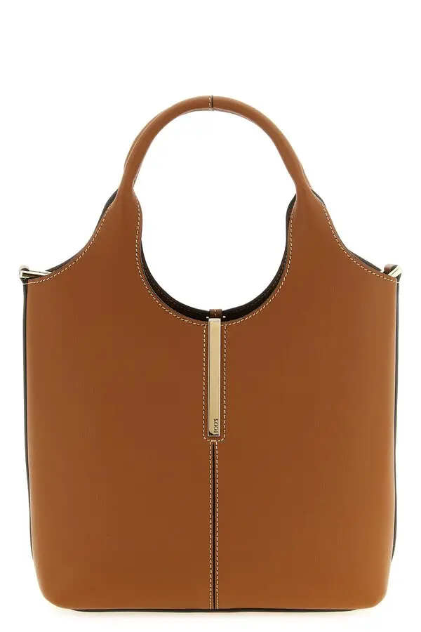 TOD'S Mini Metal Plate Shopping Bag - Brown