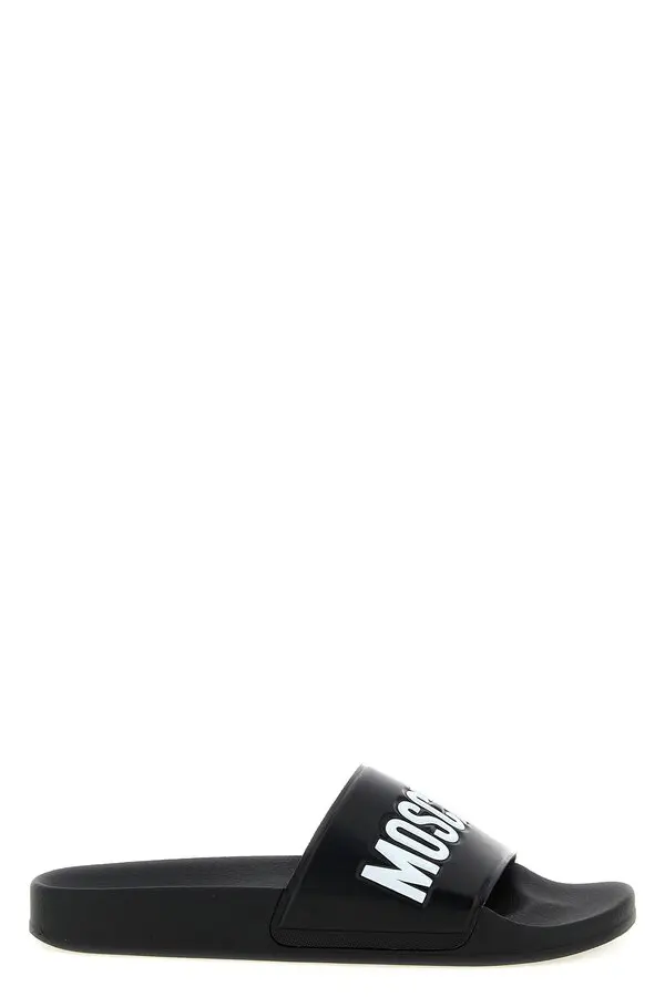 Moschino Pool Slide Sandals - White/black