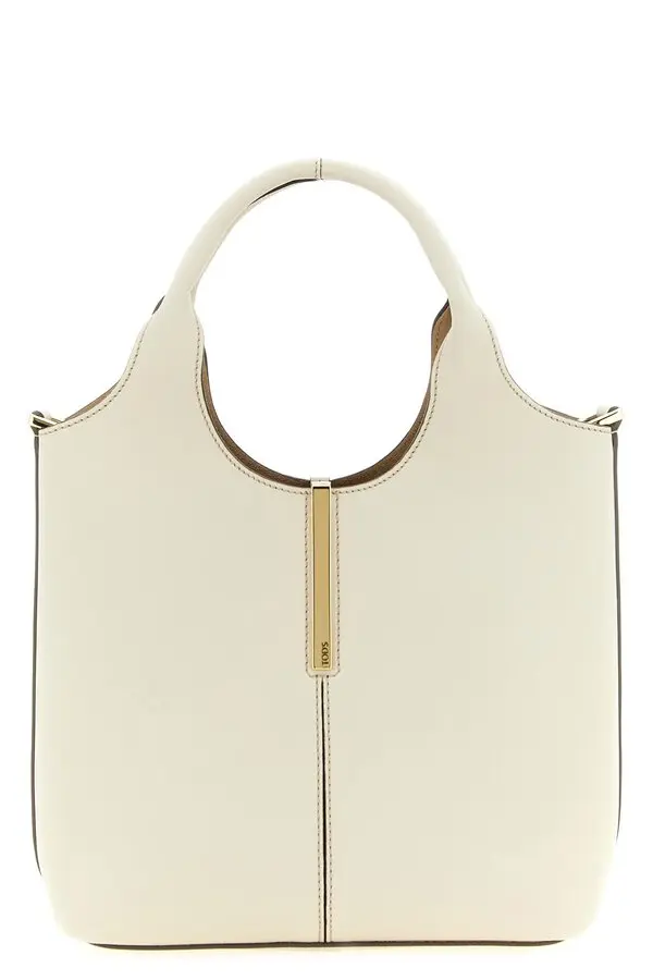 TOD'S Mini Metal Plate Shopping Bag - White