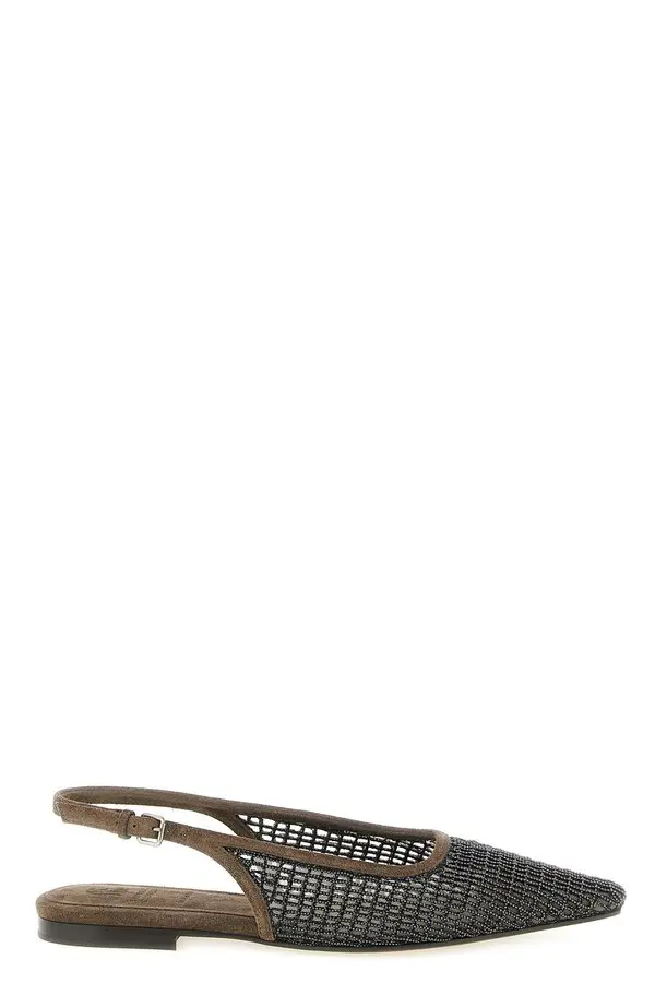 Brunello Cucinelli Precious Net Embroidery Slingback