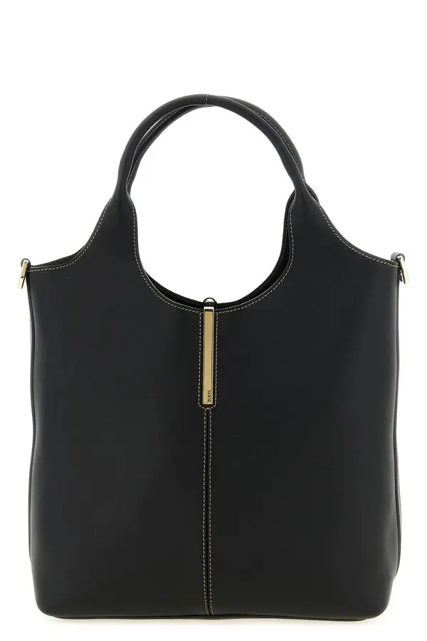 TOD'S Small Metal Plate Shopping Bag - Black