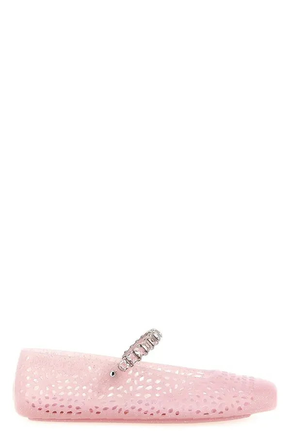 JIMMY CHOO The Jelly Crystal-embellished Mary Jane Flats - Pink