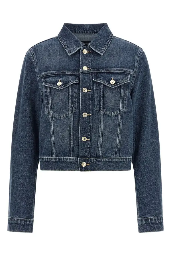 7 For All Mankind Darted Shrunken Denim Jacket