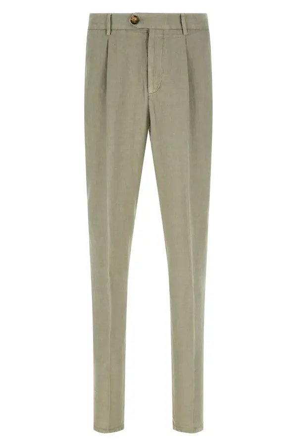 Brunello Cucinelli Linen Gabardine Trousers - Green