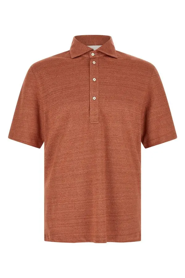 Brunello Cucinelli Polo Jersey Mélange - Orange