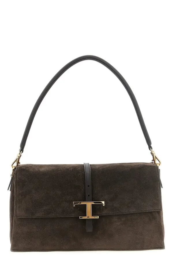 TOD'S Flap T Timeless' Shoulder Bag - Brown