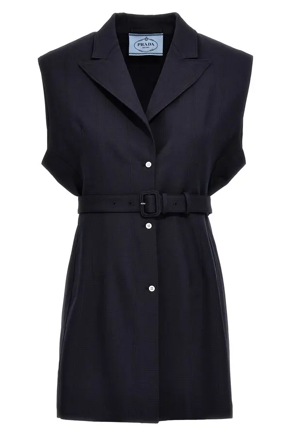 Prada Belted Virgin Wool Vest