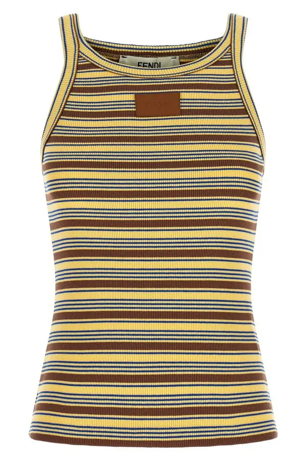 Fendi Striped Ribbed Knit Top