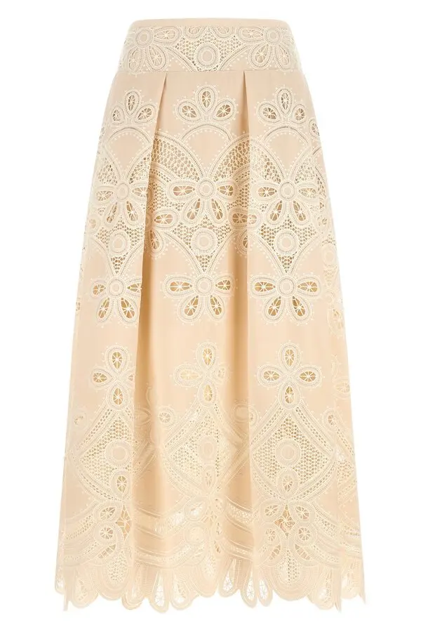 Elie Saab Carving Embroidery Skirt - White