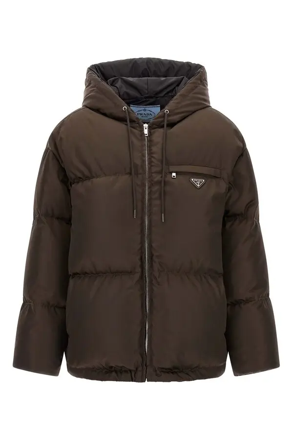 Prada Re-nylon Down Jacket - Brown