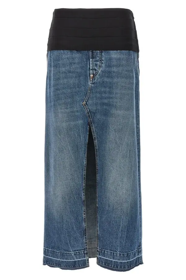 Stella McCartney Tuxedo Band Denim Skirt - Blue