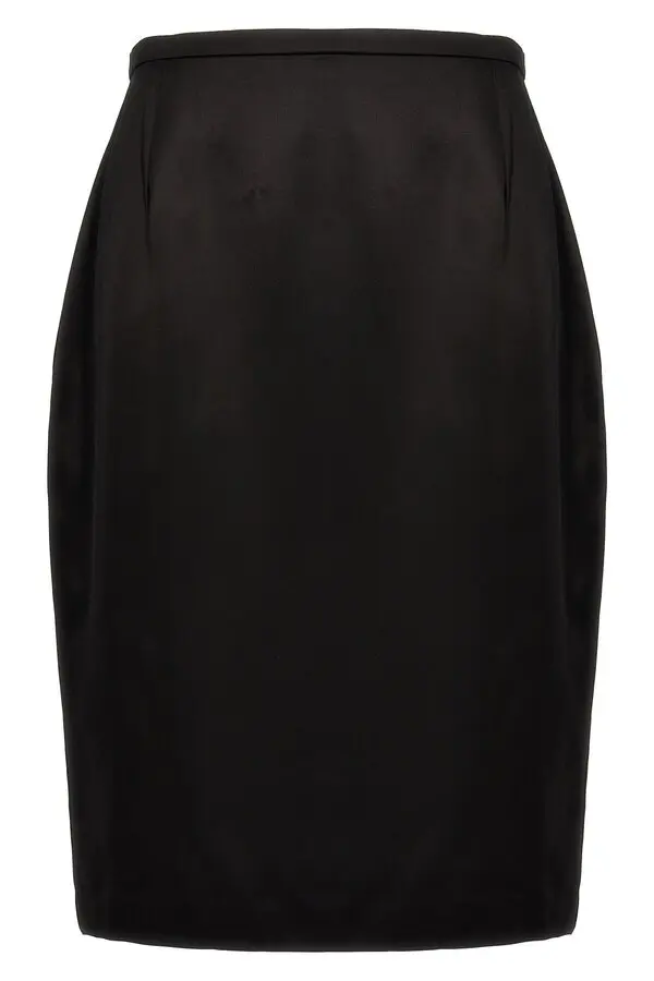 Saint Laurent Viscose Satin Pencil Skirt