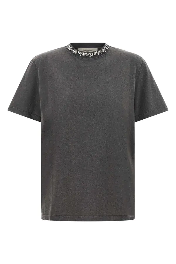 GOLDEN GOOSE Cabochon Crystal Embellished T-shirt - Gray