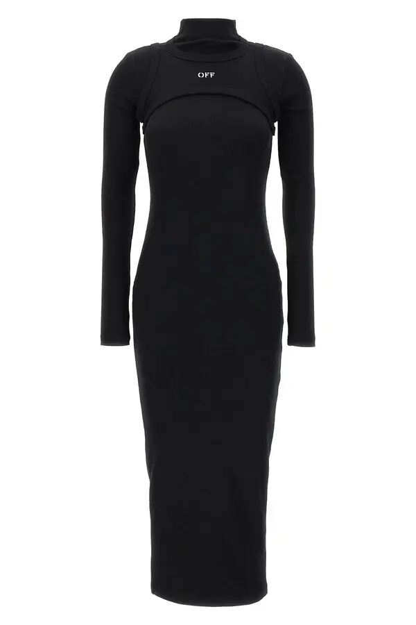 Off-White Off Stamp Rib' Dress - Black