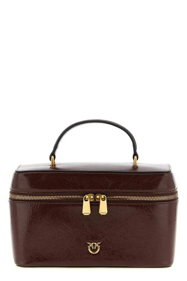 Pinko Crumpled Effect Leather Handbag - Brown