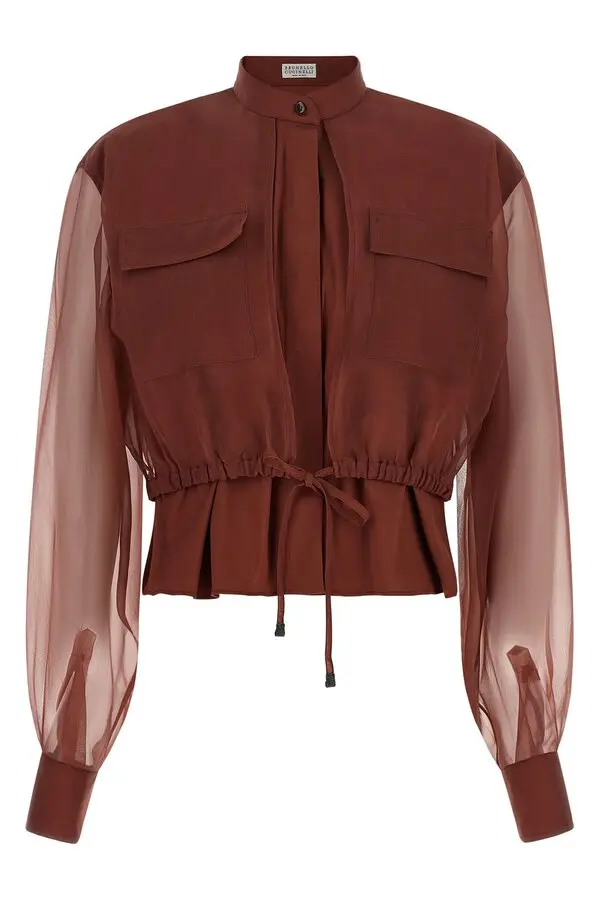 Brunello Cucinelli Silk Sleeves Blouse - Brown