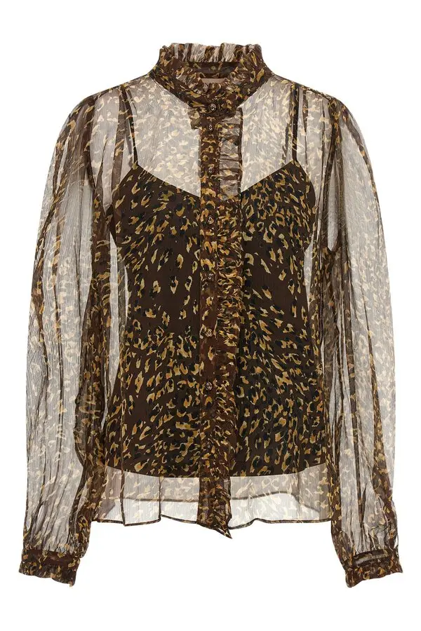 Twin-set Animal Print Silk Creponne Shirt