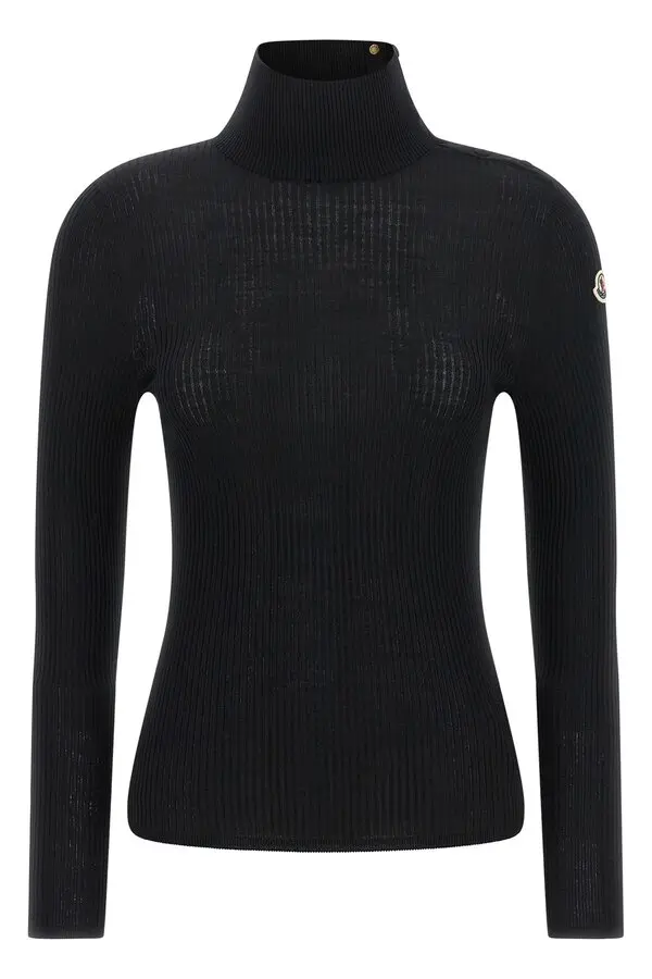 Moncler Logo Turtleneck Sweater - Black
