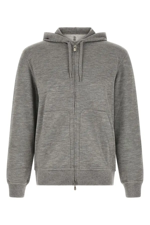 Brunello Cucinelli Cashmere And Silk Hoodie - Gray