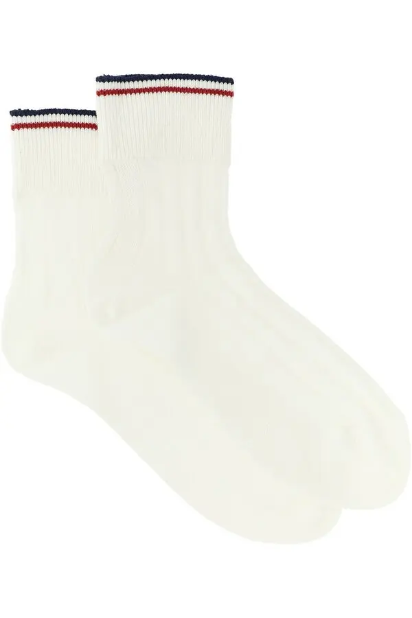 Brunello Cucinelli Striped Ribbed Socks - White