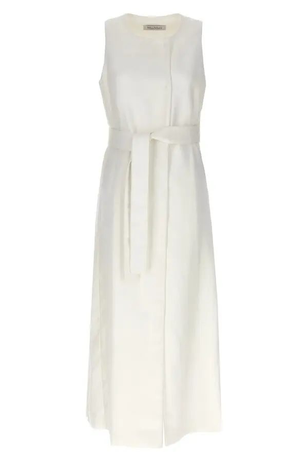 Max Mara Aureo Linen Maxi Waistcoat - White