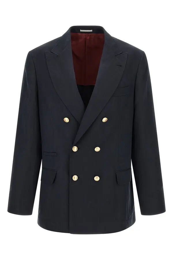 Brunello Cucinelli Silk Twill And Linen Délavé Blazer