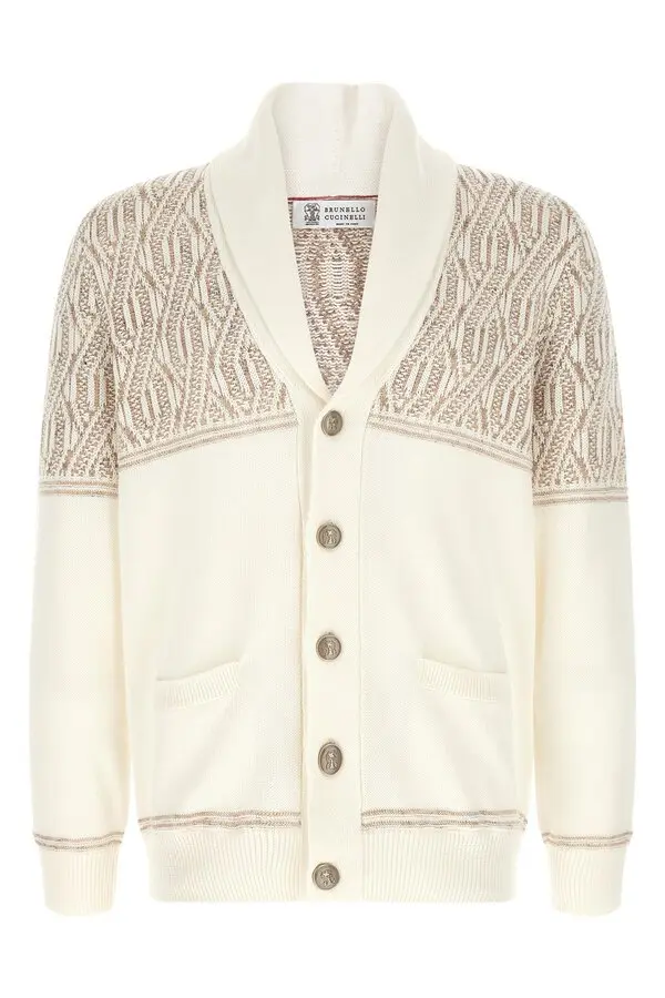 Brunello Cucinelli Braided Jacquard Shoulders Cardigan