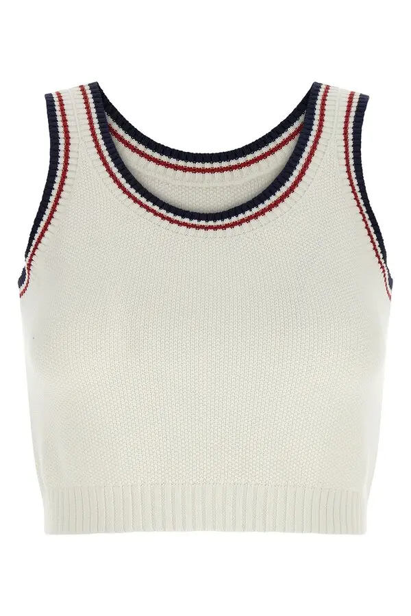 Brunello Cucinelli Active Piqué Cotton Crop Top - White