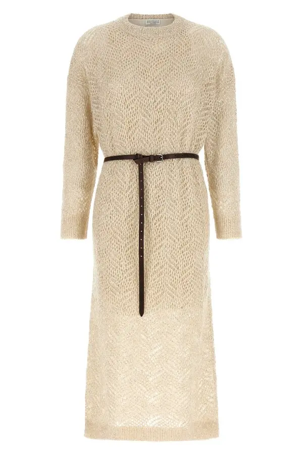 Brunello Cucinelli Dazzling Abstract Leaf Midi Dress