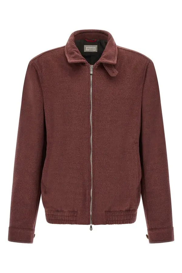 Brunello Cucinelli Virgin Wool Beaver Bomber Jacket - Bordeaux