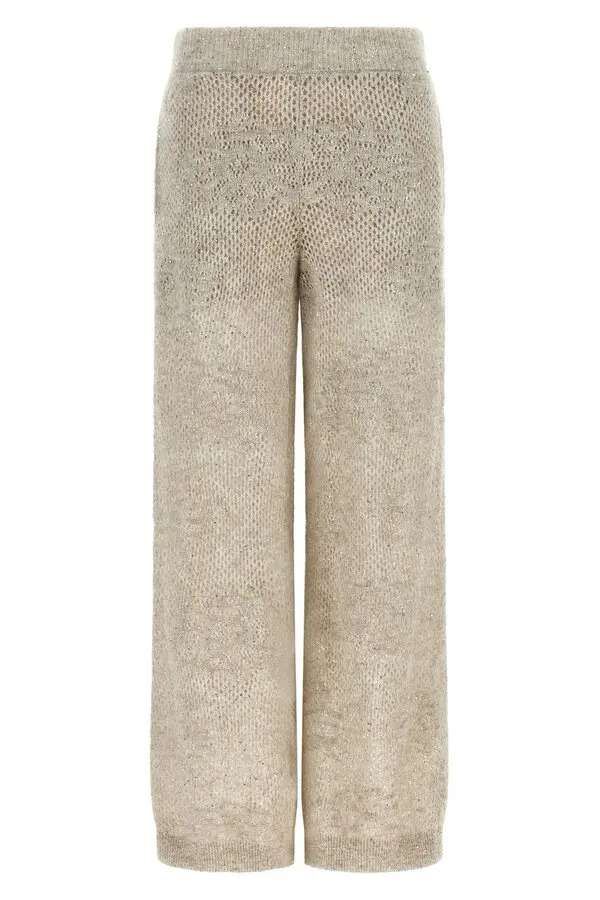 Brunello Cucinelli Dazzling Abstract Leaf Trousers - Beige
