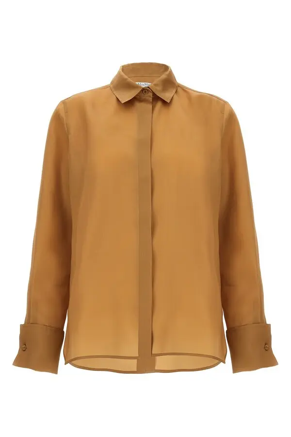 Max Mara Nola Satin Silk Triple Organza Shirt - Beige