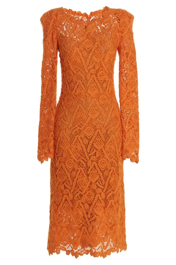 Ermanno Scervino Macramé Lace Dress - Orange