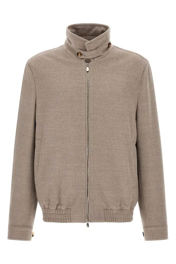 Brunello Cucinelli Virgin Wool Beaver Bomber Jacket - Beige