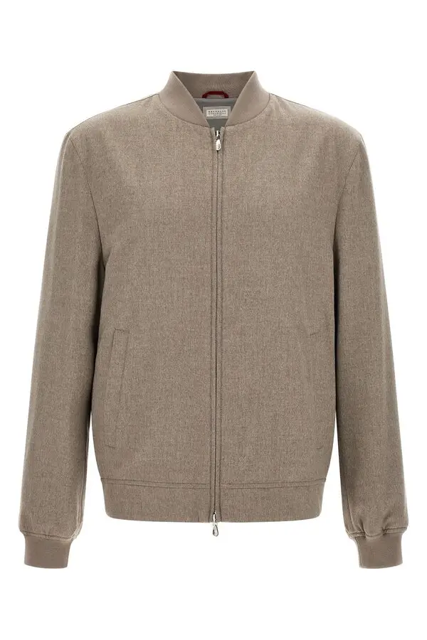 Brunello Cucinelli Light Flannel Bomber Jacket
