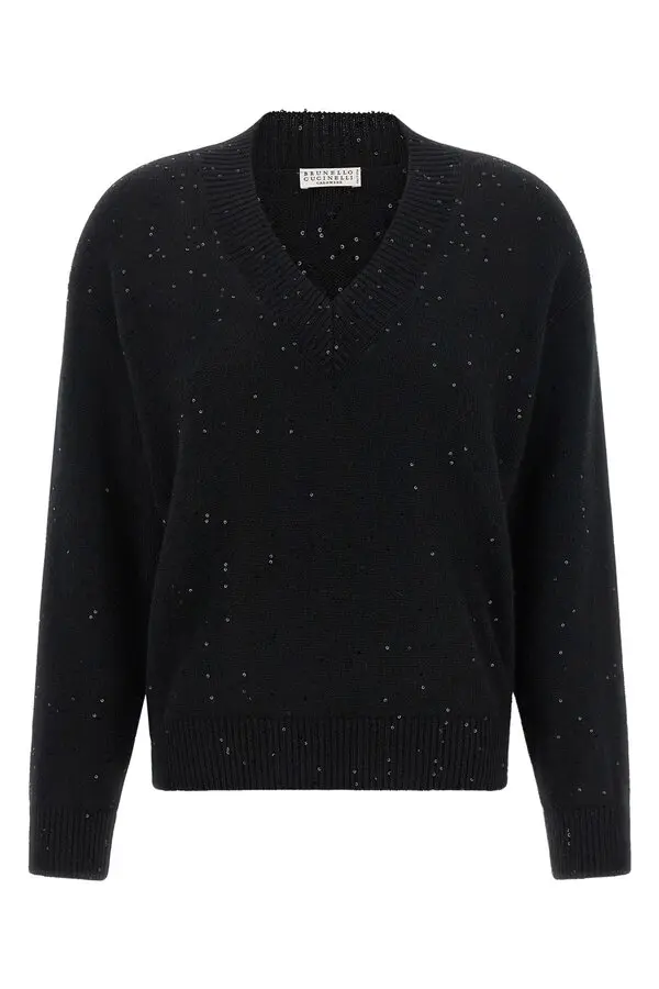 Brunello Cucinelli Diamante Sequined Cashmere And Silk Sweater