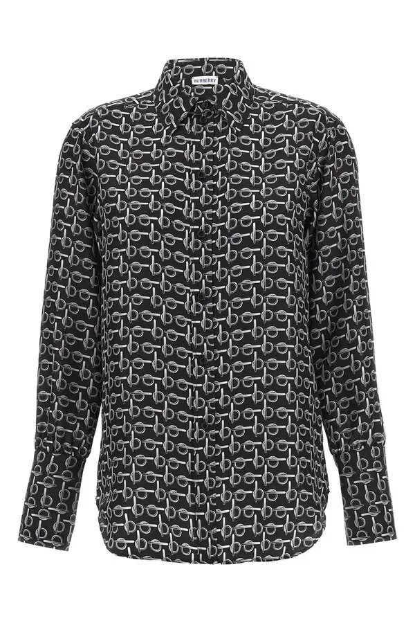 Burberry Silk Monogram Print Shirt - Black