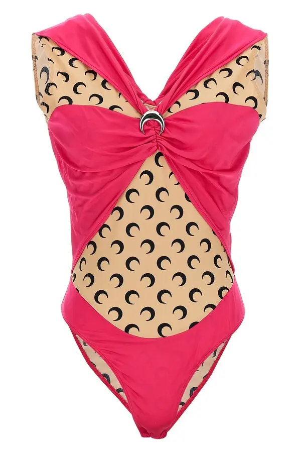 MARINE SERRE Patchwork Logo Suit - Fuchsia