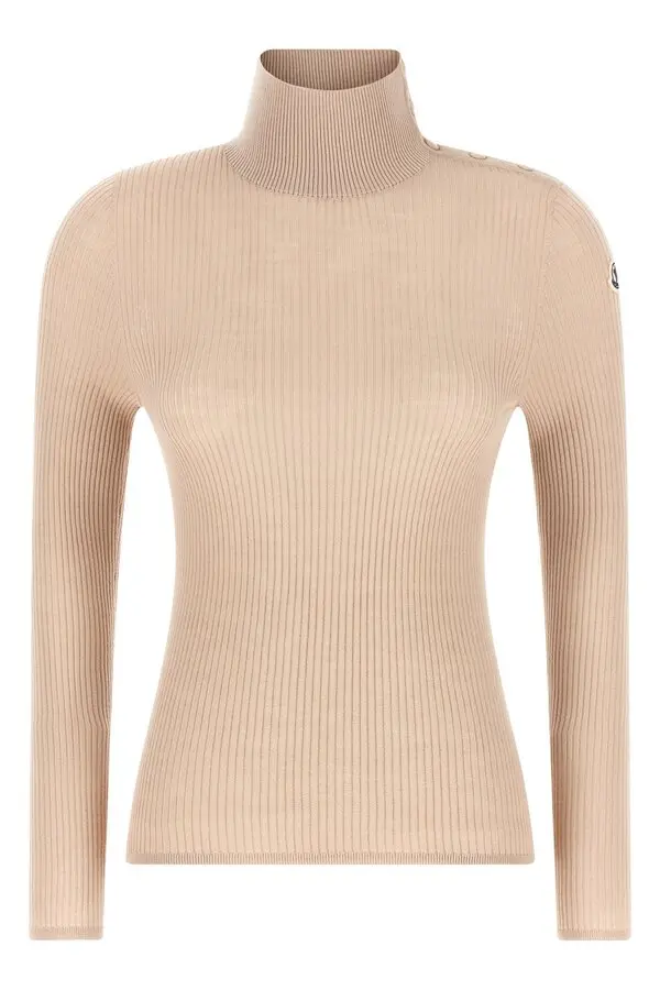 Moncler Textured Wool Turtleneck Sweater - Beige
