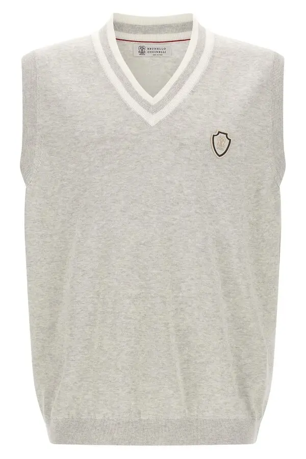 Brunello Cucinelli Heraldic Logo Vest - Gray